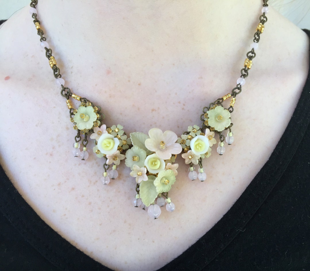ROSEWATER VEE HANDBEADED Necklace, Vintage Inspired by Colleen Toland ...