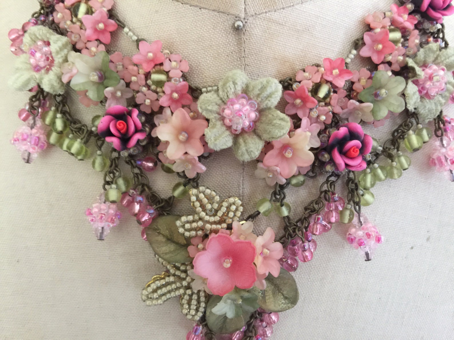 SPRING BLOOMS Handbeaded Statement Necklace by Designer - Etsy