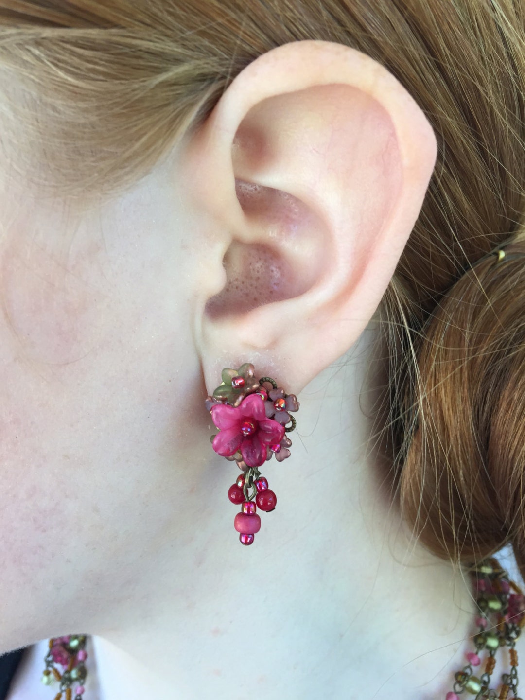 Colleen Toland Red TEA ROSE MINI Earring, Handbeaded Handmade Romantic ...