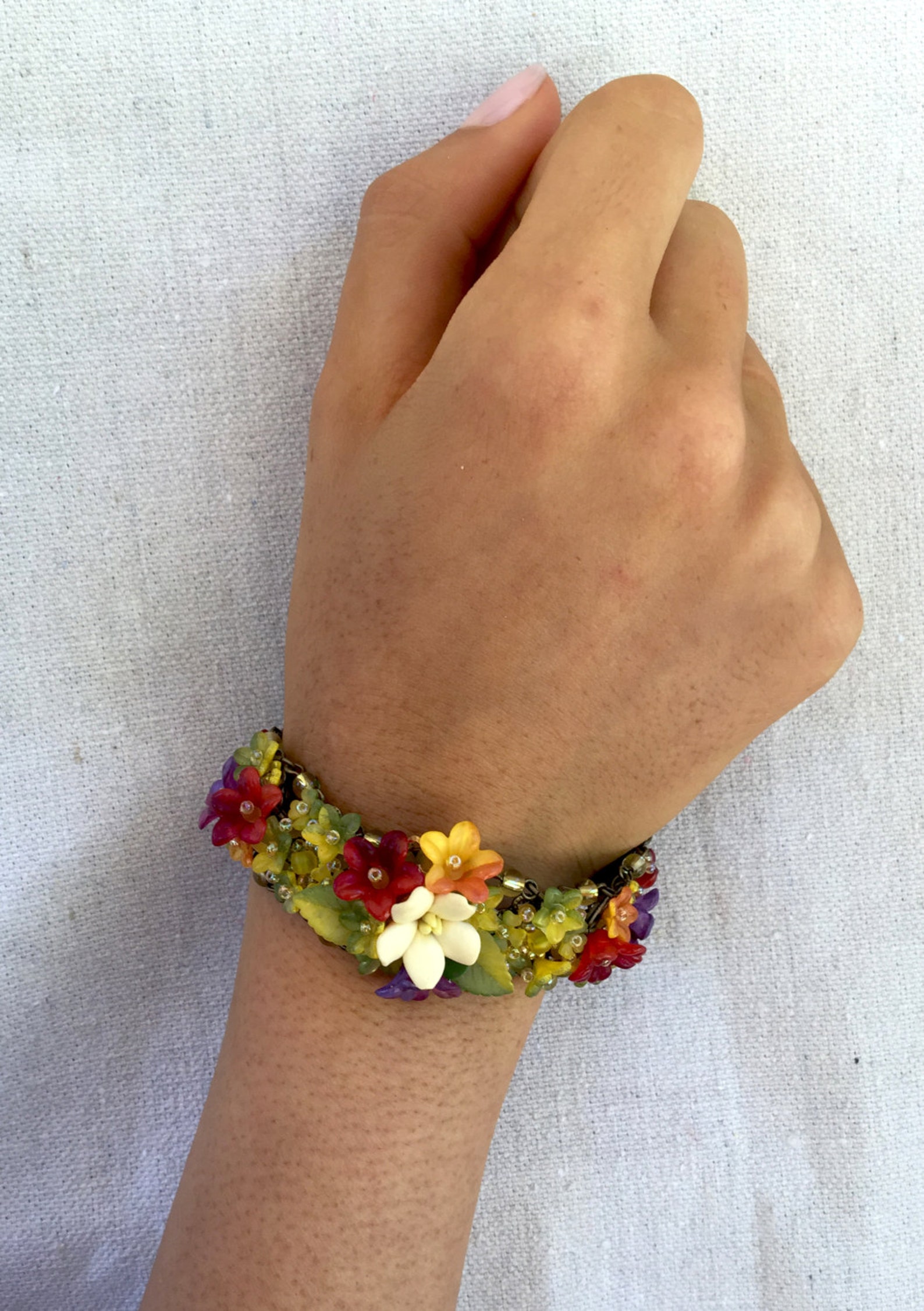 FINE FLOWER BRACELET in Bright Pretty Colors of Fiesta by Colleen ...
