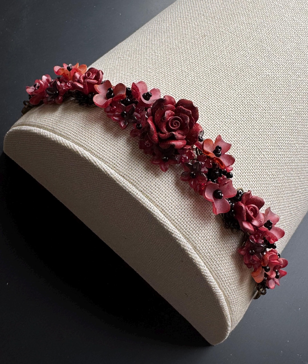 Colleen Toland Cinnabar Rose Bracelet Handmade Beaded Flower Floral ...