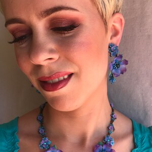 Violet Poppy NECKLACE Handbeaded by Vintage Jewelry Designer Colleen ...