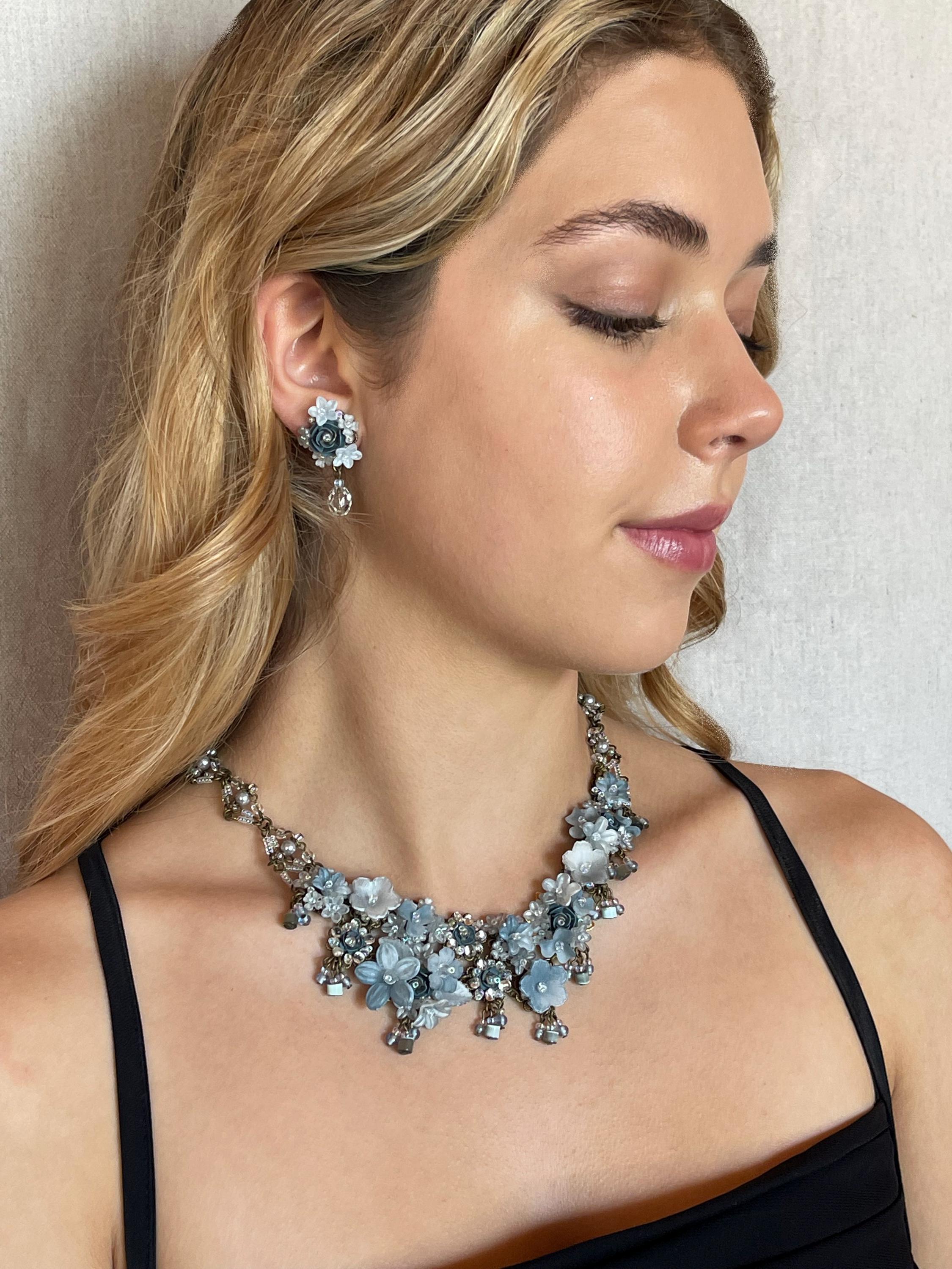 Colleen Toland Steel Blue Rose Drop Earrings. Handmade Romantic Dainty ...