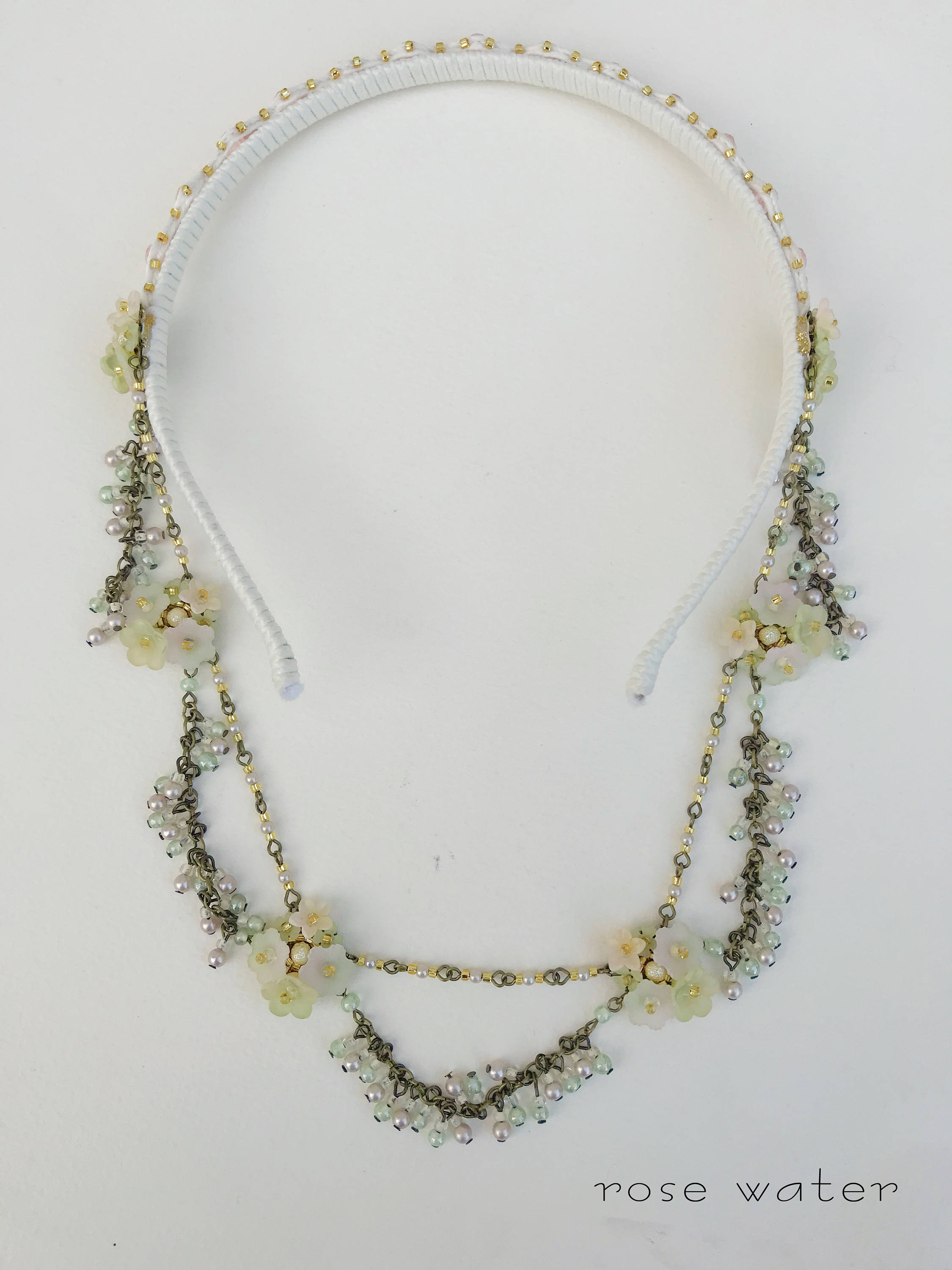 MAIDEN Draping HANDBEADED HEADBAND in Cream With Pearls by Designer ...