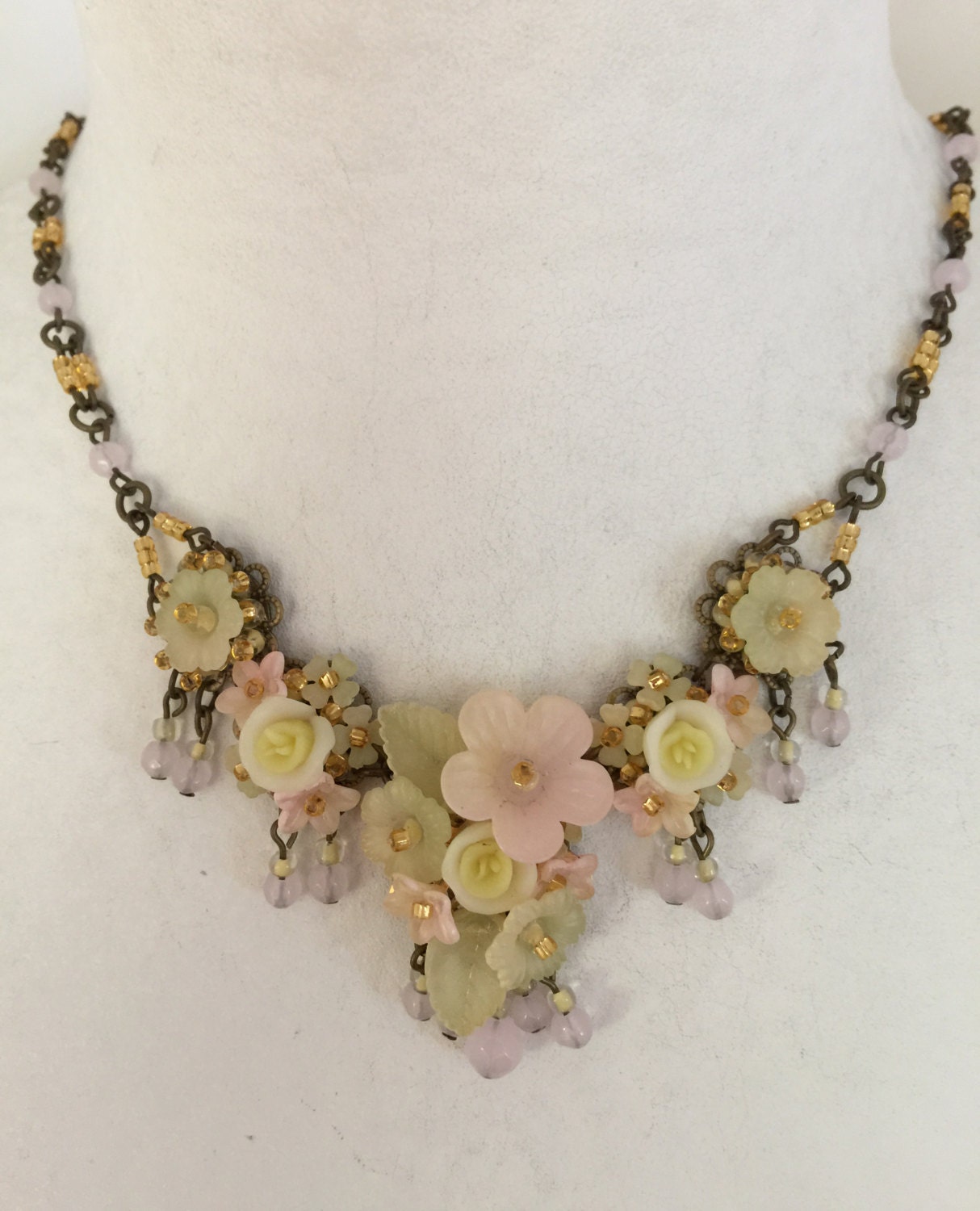 ROSEWATER VEE HANDBEADED Necklace, Vintage Inspired by Colleen Toland ...