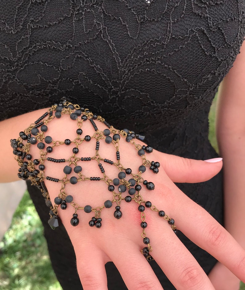 BLACK BEADED SLAVE Bracelet by Vintage Jewelry Designer | Etsy