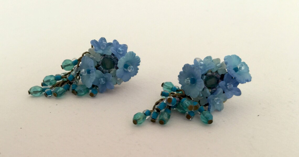 COLLEEN TOLAND HANDBEADED Flower Drop Earrings in Venetian - Etsy
