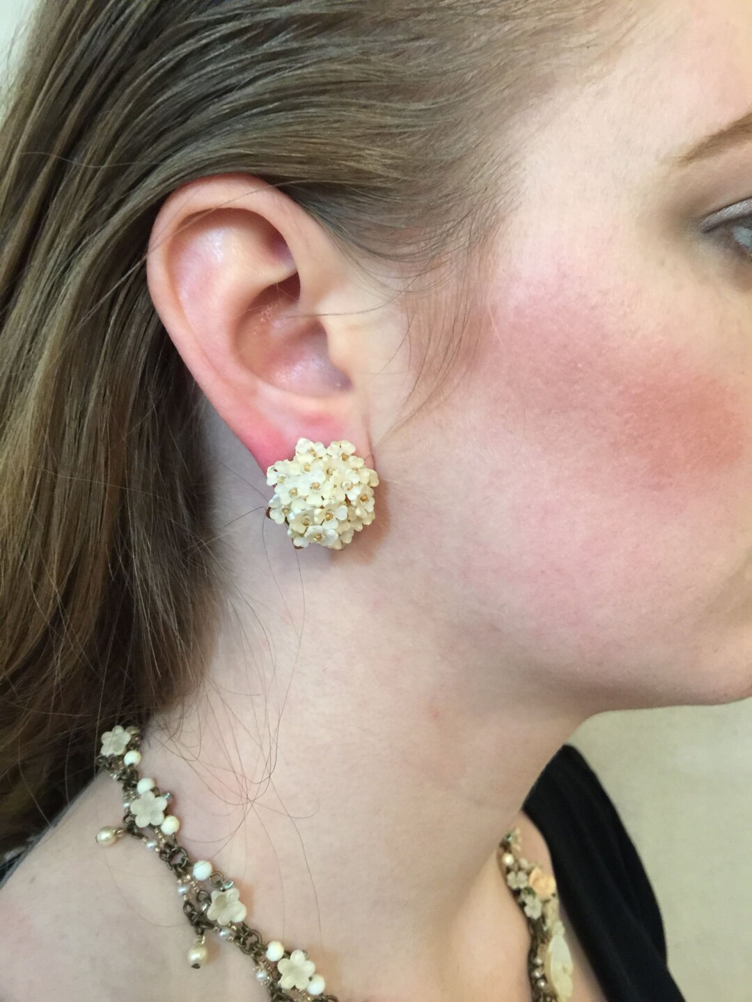 POSEY BUTTON Earrings Handmade by Vintage Jewelry Designer Colleen ...