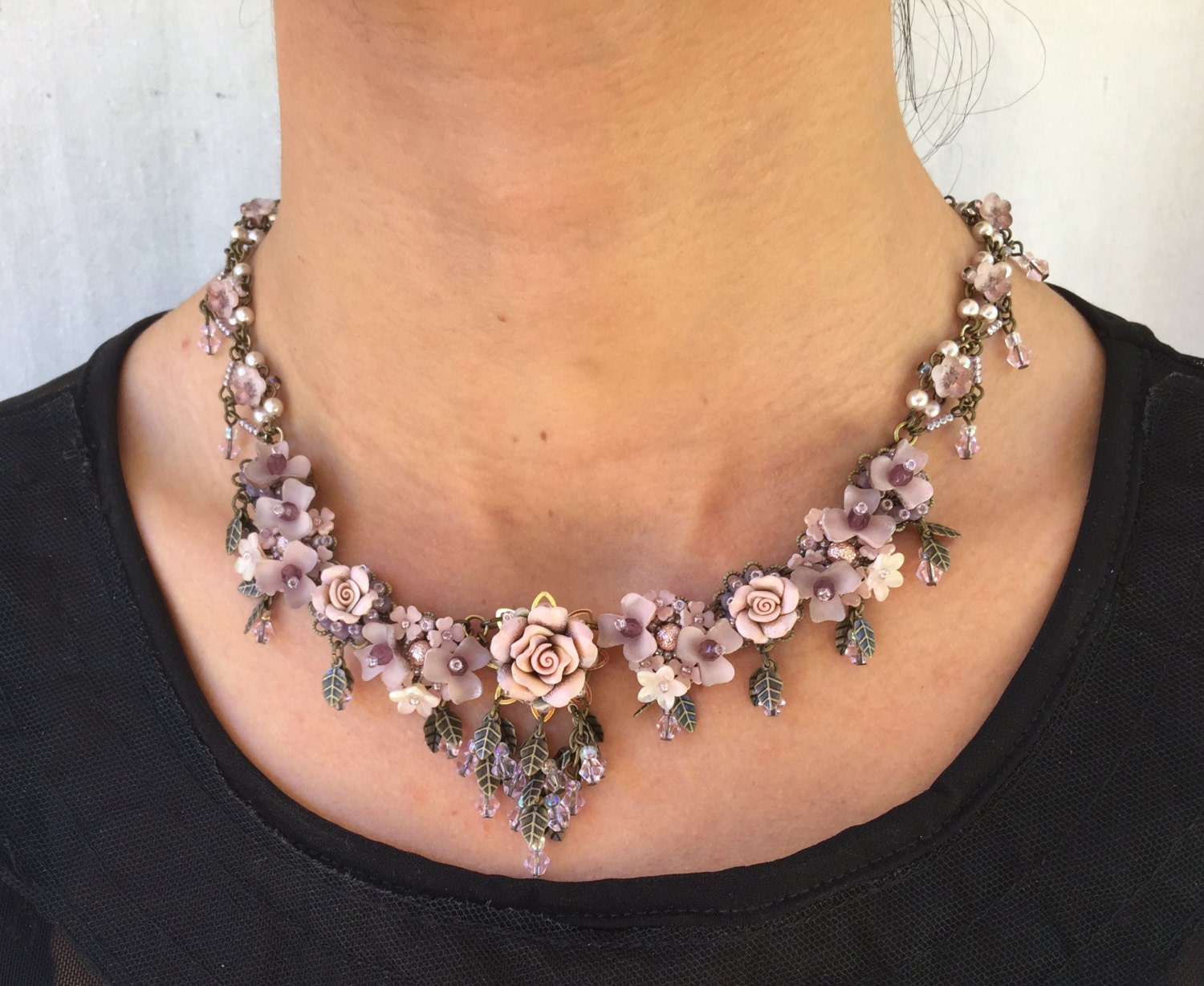 SMOKEY ROSE COLLEEN Toland Handbeaded Necklace | Etsy