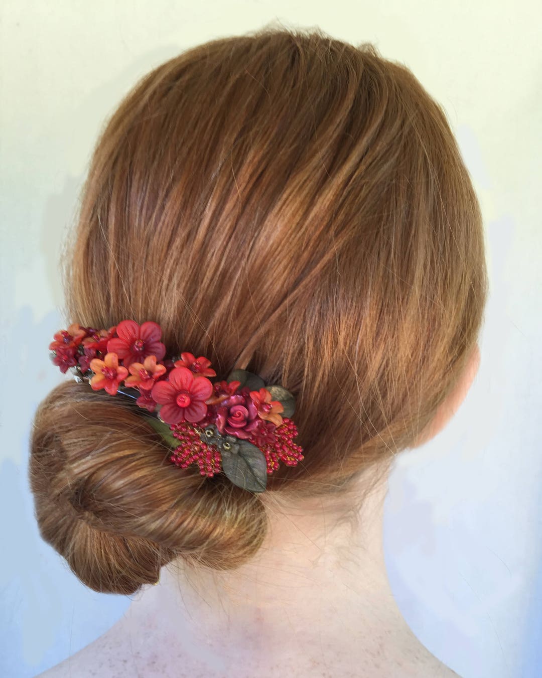 FIRE RED BARRETTE Handbeaded by Colleen Toland - Etsy