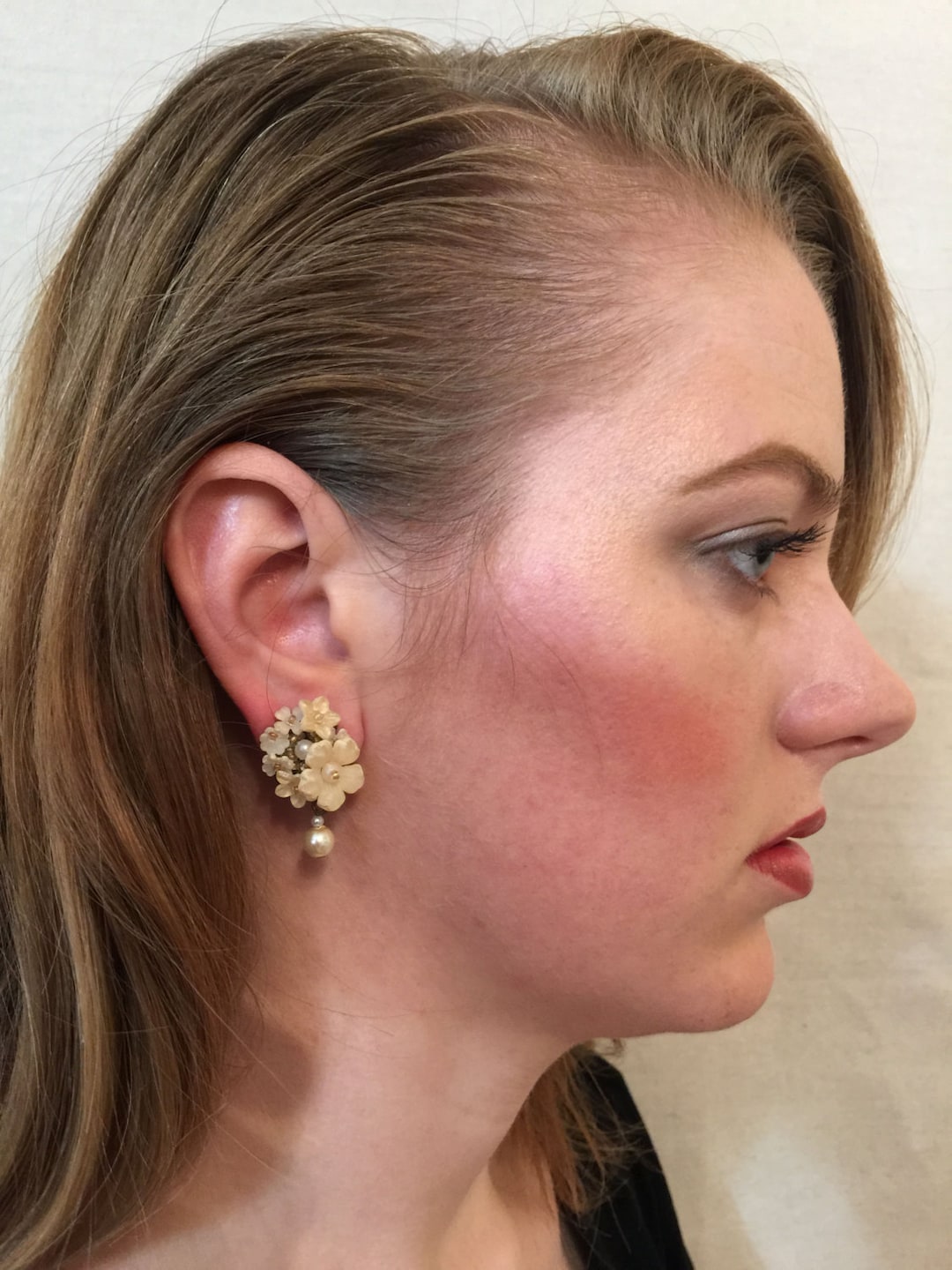 OFF WHITE FLOWER Earring by Vintage Jewelry Designer Colleen Toland - Etsy