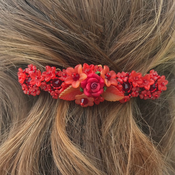 Red Barrette - Etsy