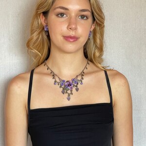Colleen Toland Purple Lilac Vee Leaf Beaded Necklace Romantic Handmade ...