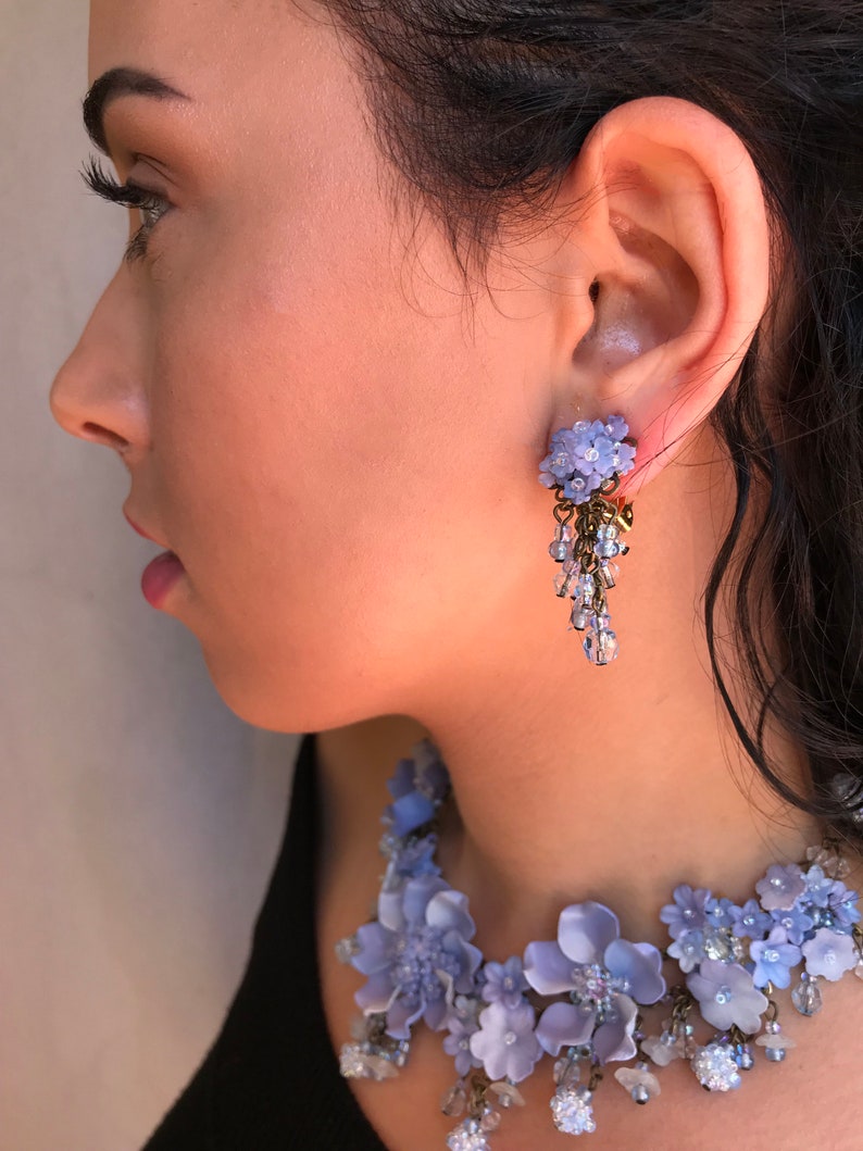 Periwinkle Statment Necklace by Vintage Jewelry Designer - Etsy