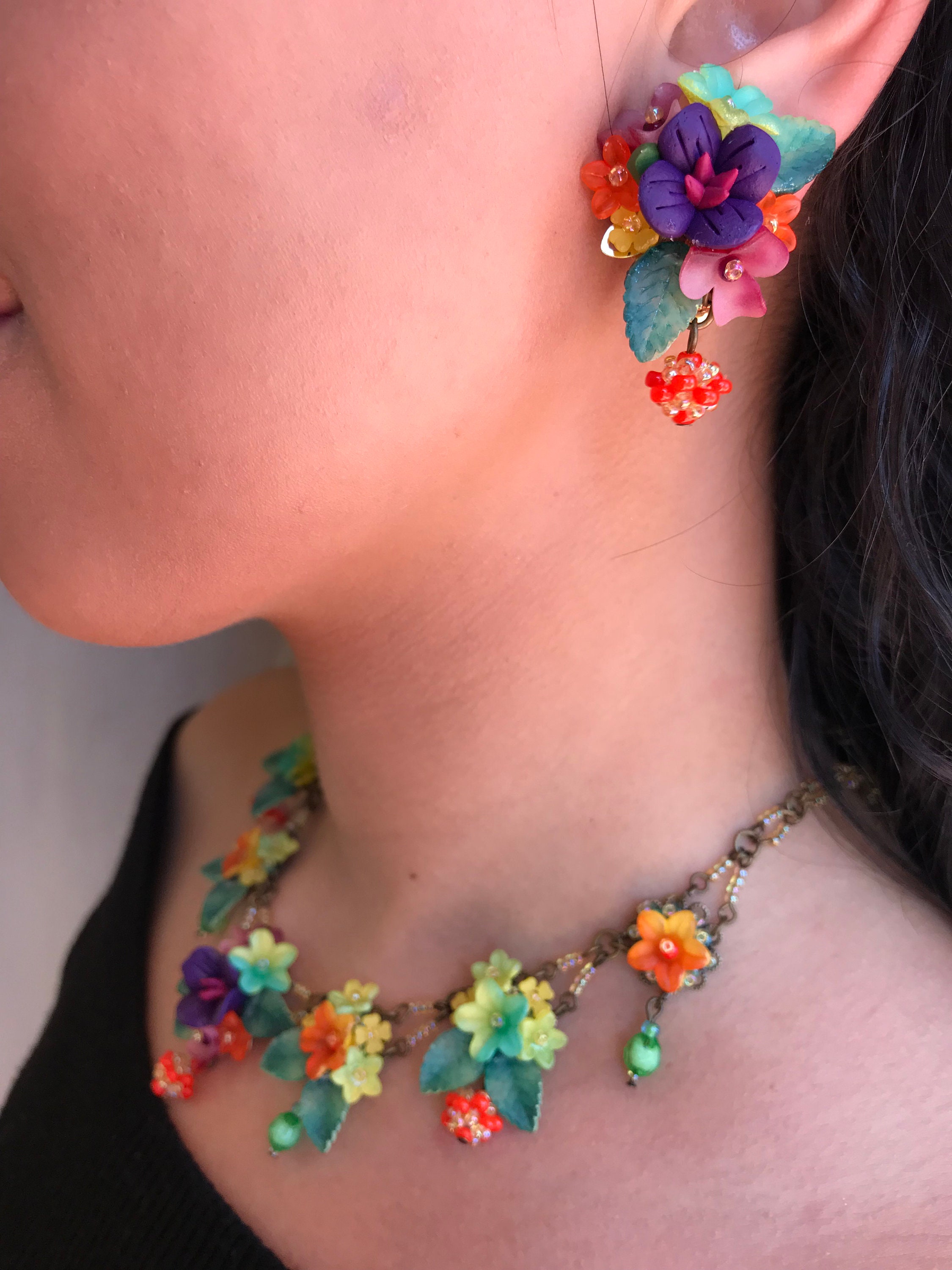 STUNNING MULTI COLOR Necklace Hand Beaded by Designer Colleen - Etsy