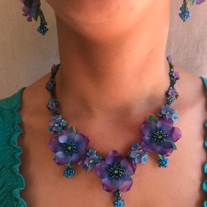 Violet Poppy NECKLACE Handbeaded by Vintage Jewelry Designer Colleen ...