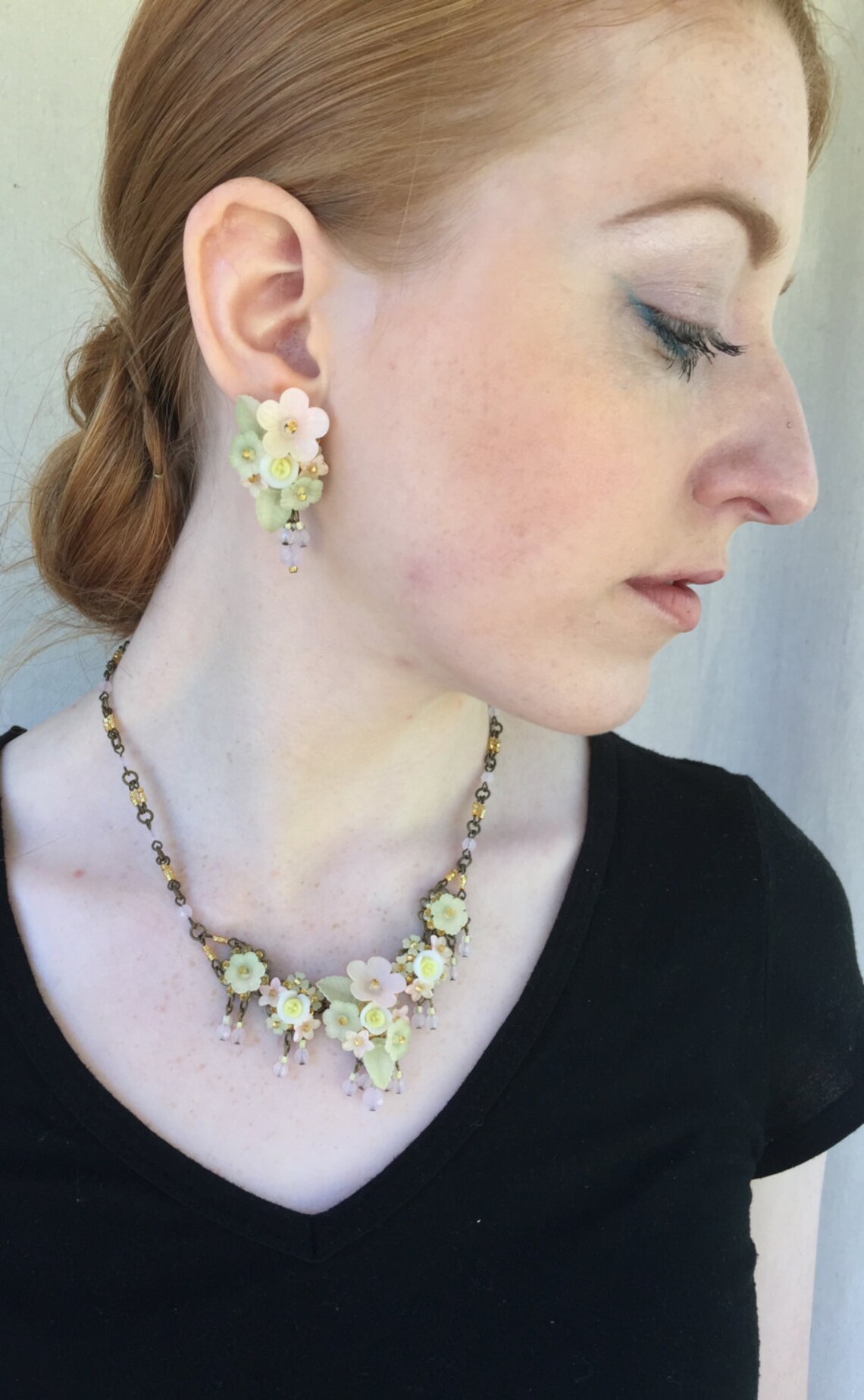 ROSEWATER VEE HANDBEADED Necklace Vintage Inspired by Colleen - Etsy
