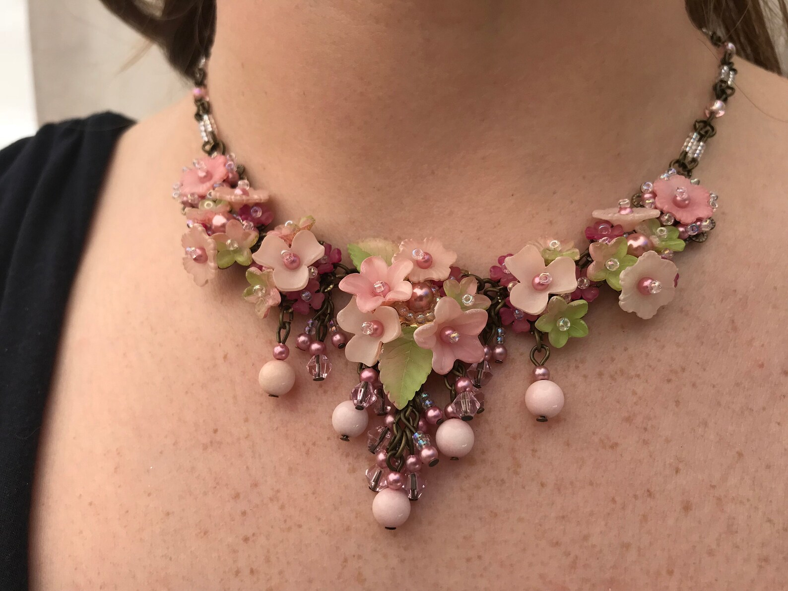 CANDY PINK NECKLACE/ Handbeaded/artisan Jewelry/by Vintage - Etsy