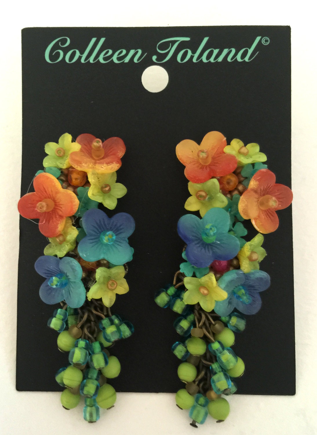 WILD FLOWER hand beaded floral drop earrings by Colleen Toland | Etsy