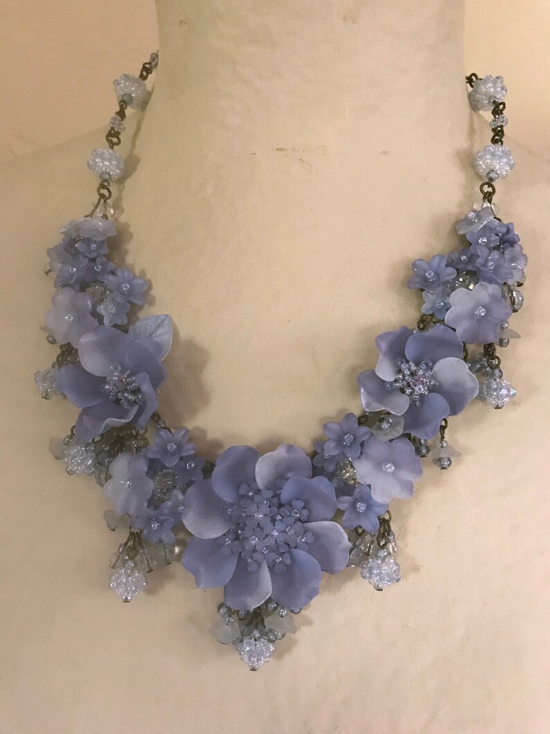 Periwinkle Statment Necklace by Vintage Jewelry Designer - Etsy