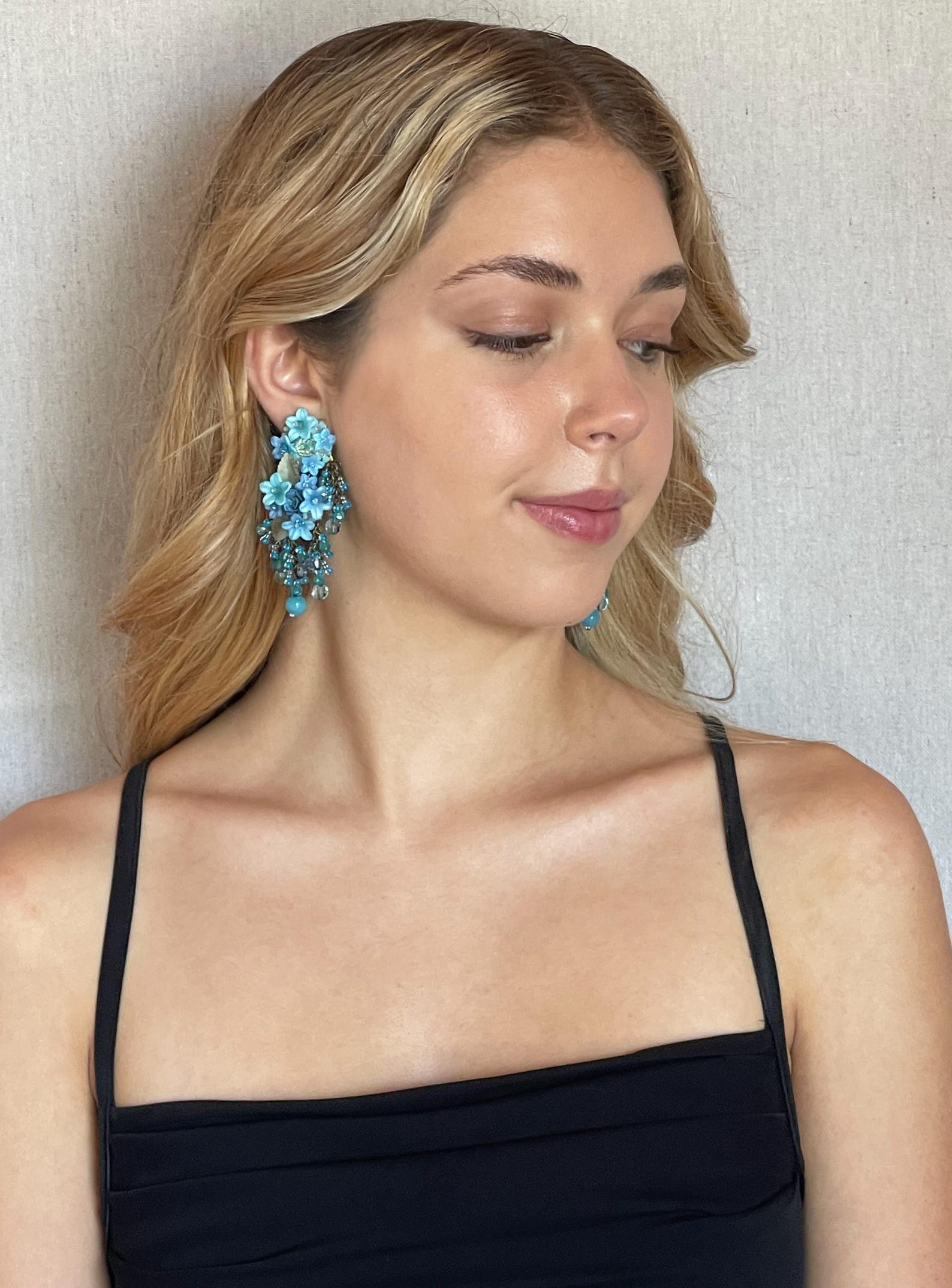 Colleen Toland Sky Blue Chandelier Drop Earrings Statement Beaded ...