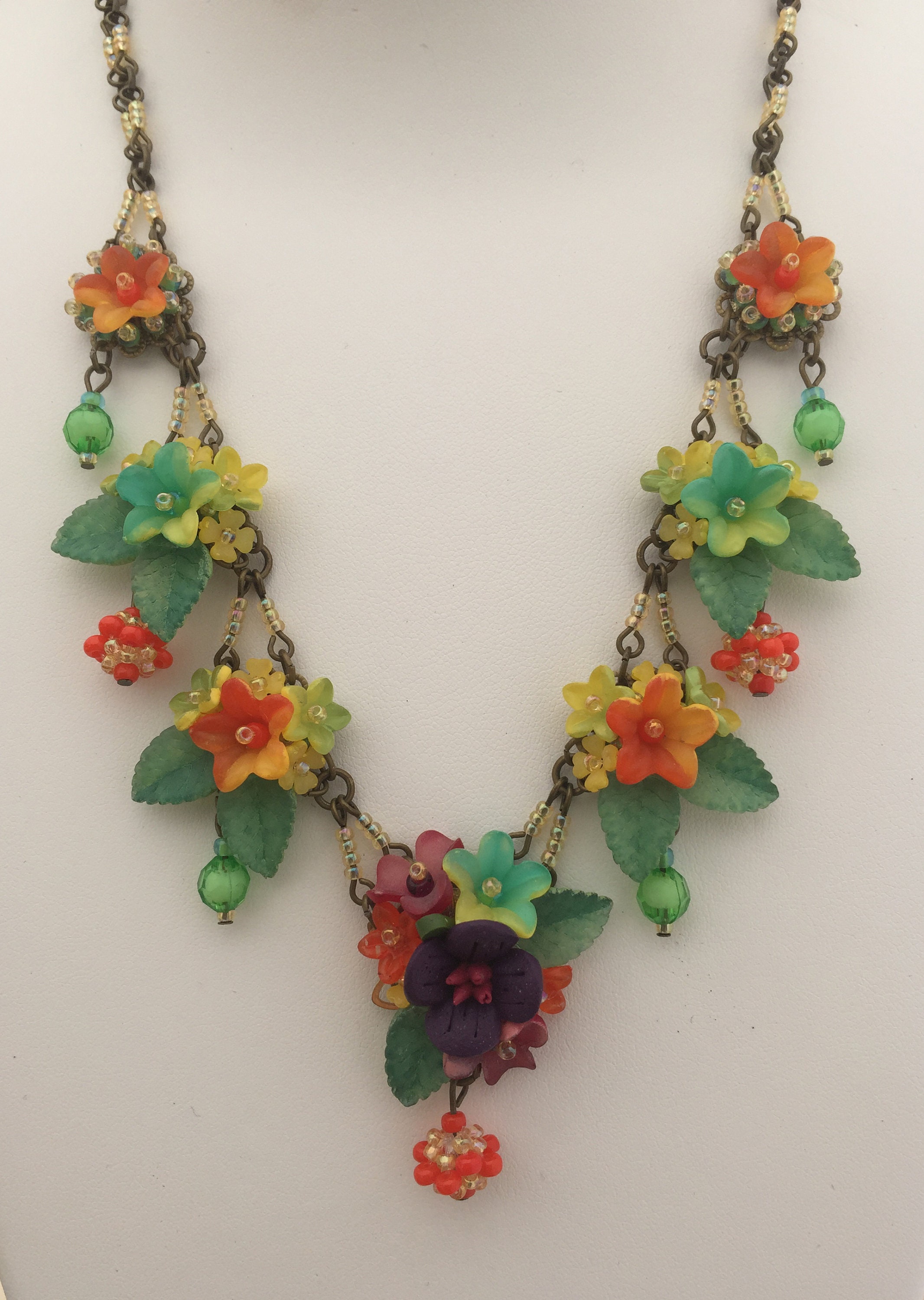 STUNNING MULTI COLOR Necklace, Hand Beaded by Designer Colleen Toland ...