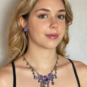 Colleen Toland Purple Lilac Vee Leaf Beaded Necklace Romantic Handmade ...