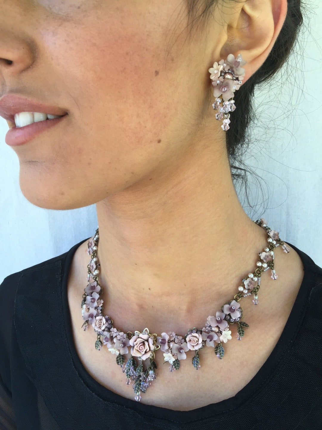SMOKEY ROSE COLLEEN Toland Handbeaded Necklace - Etsy
