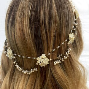 MAIDEN Draping HANDBEADED HEADBAND in Cream With Pearls by - Etsy