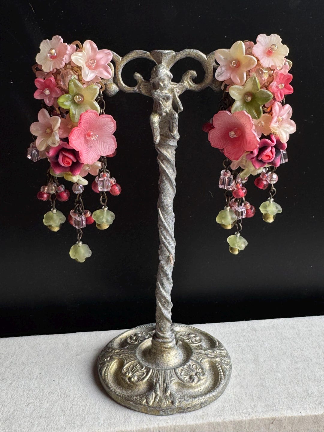 Colleen Toland Spring Blooms Chandelier Earrings Rose Flower Beaded ...