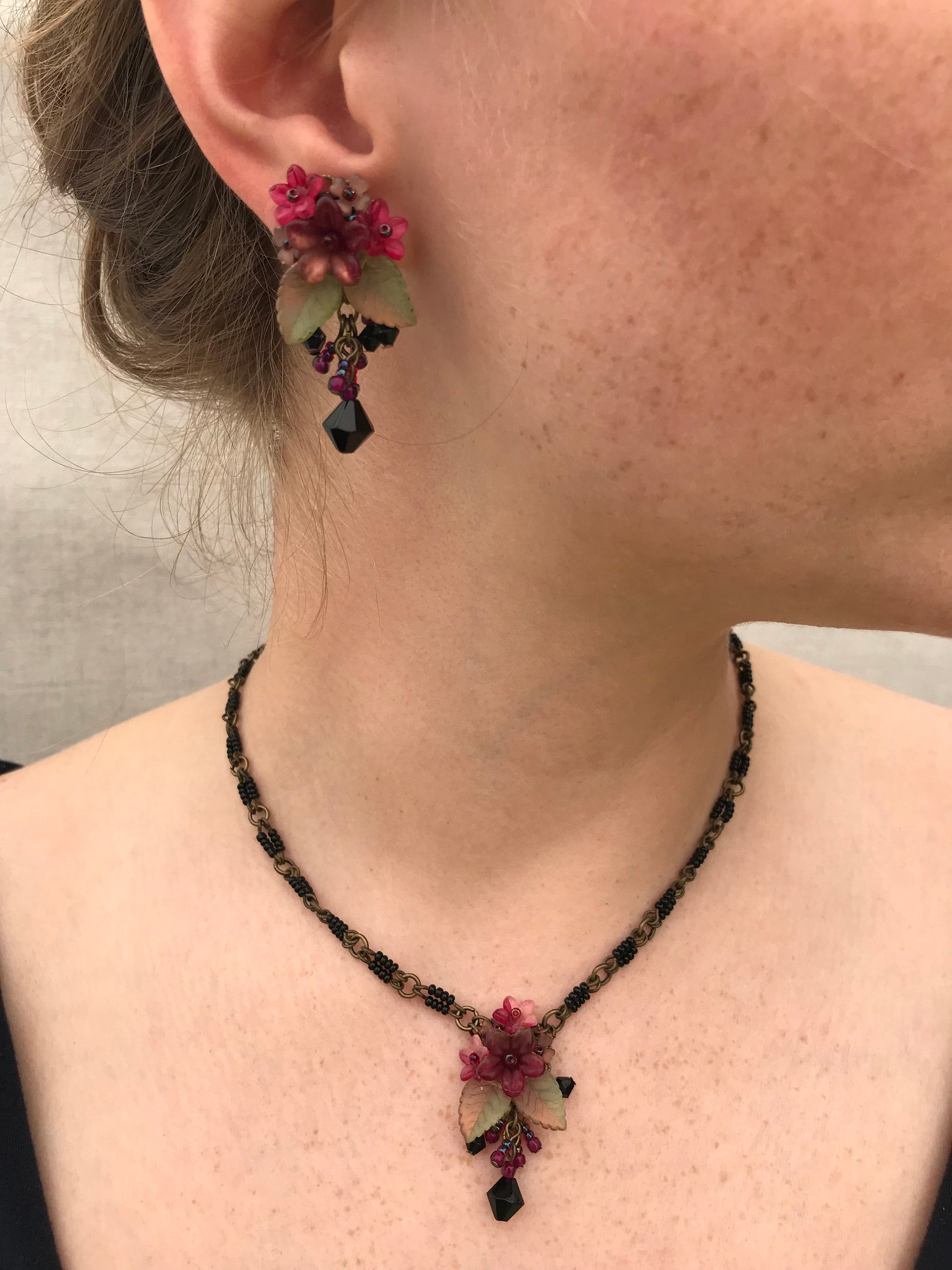 RED and BLACK Tango Pendant NECKLACE/ Tea Rose Tango Necklace/hand ...