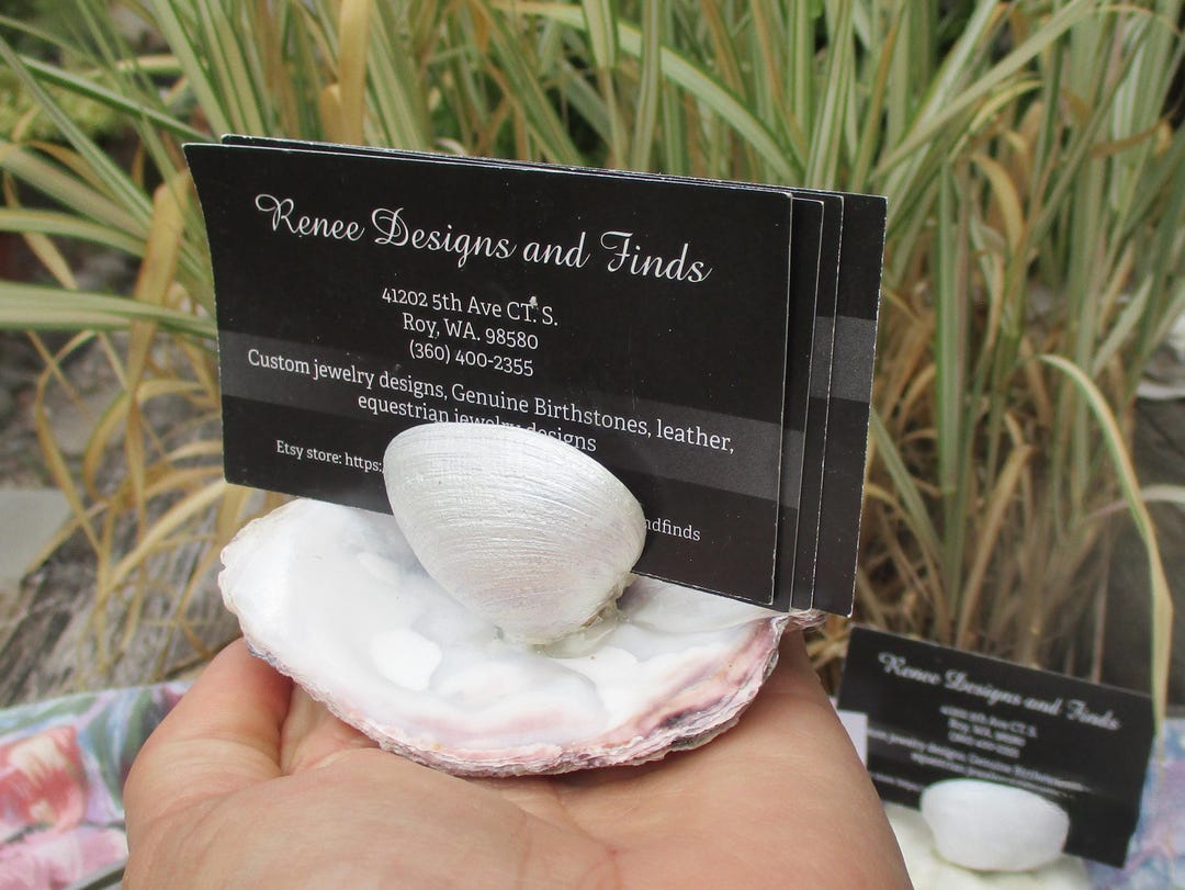 Shell Card Holder, Name Place Card, Business Card Holder, Coastal Table ...