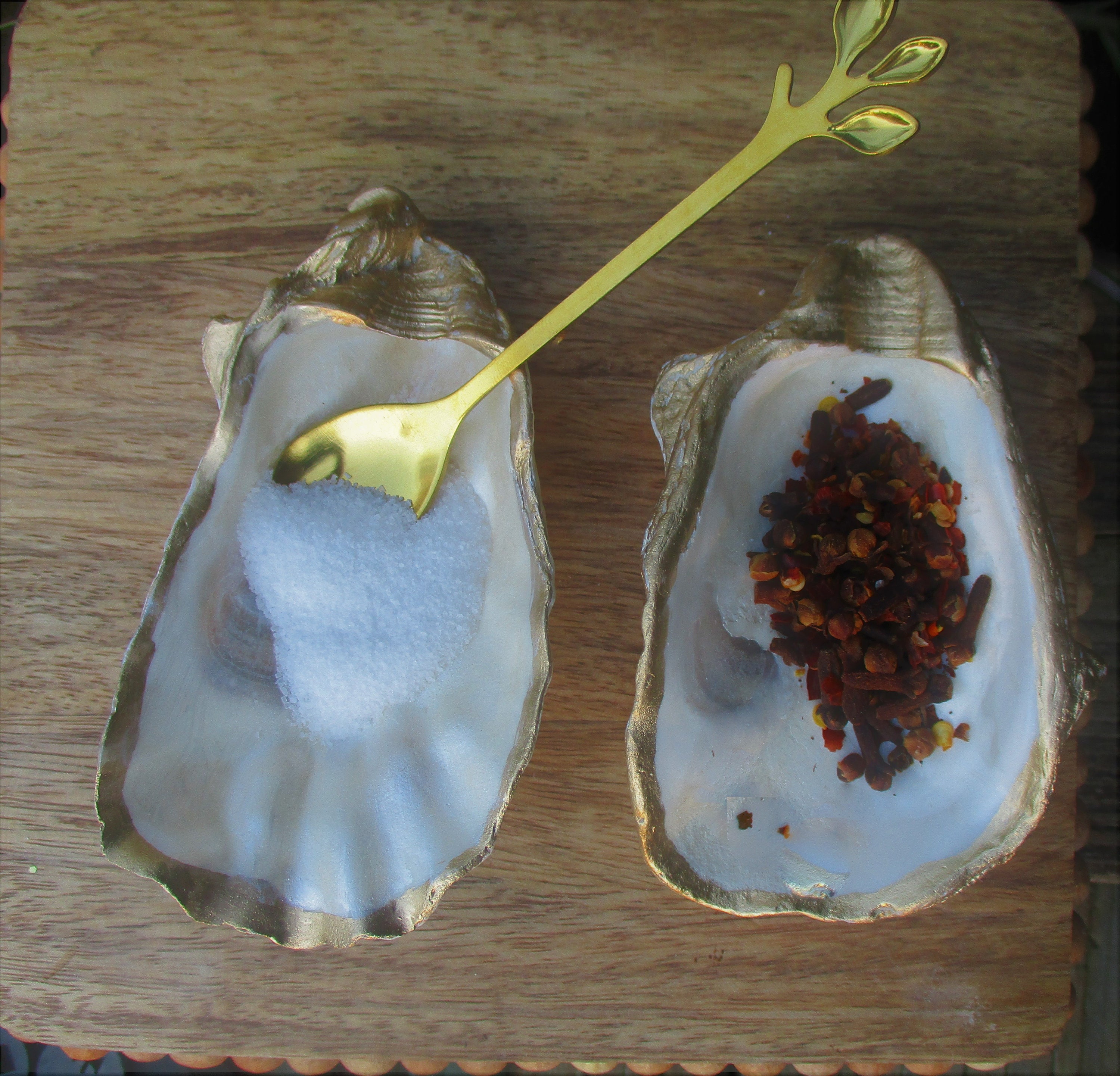 Shell Salt and Pepper Cellar, Oyster Shell, Salt Well, Salt Pinch Pot ...