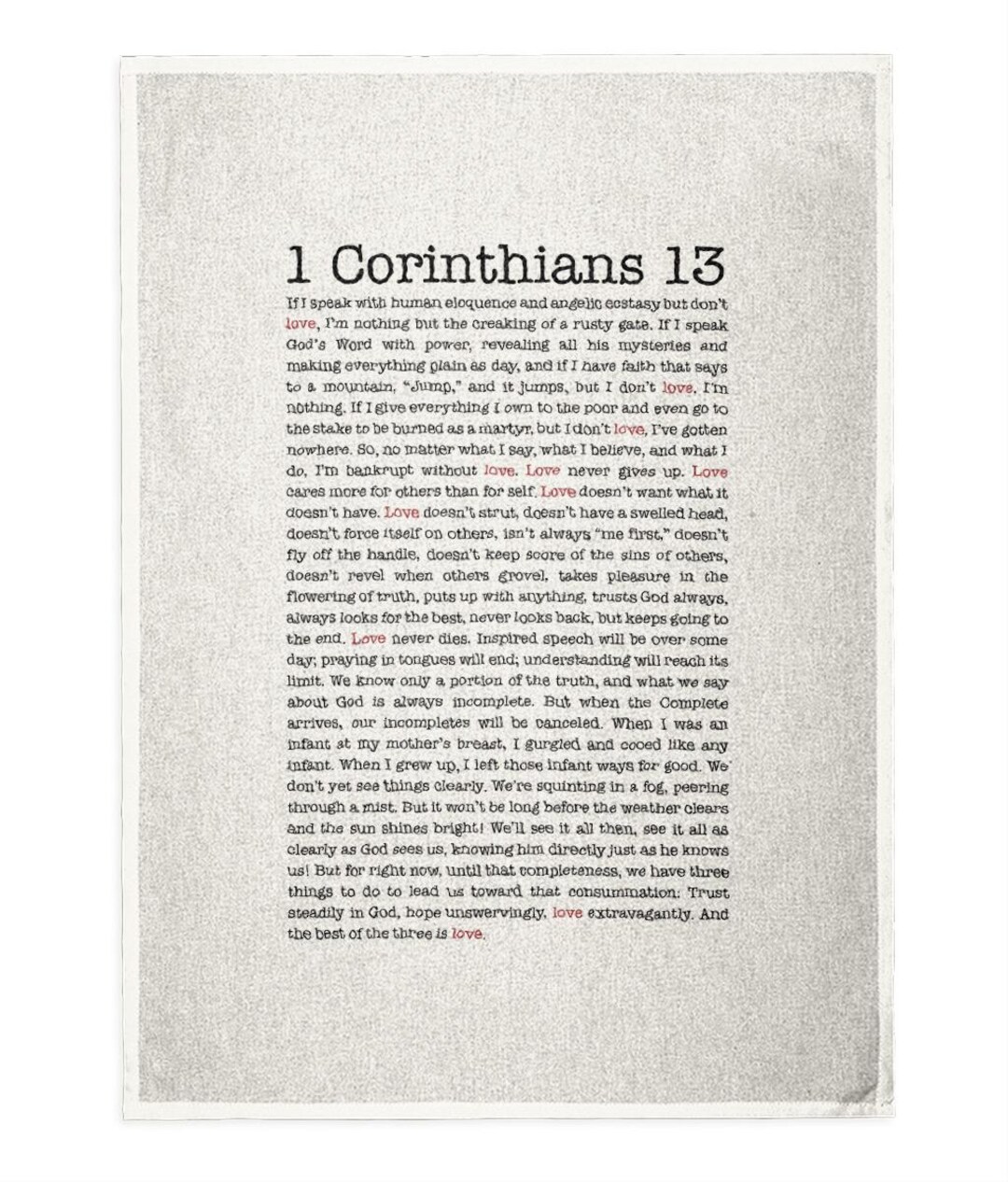 1 Corinthians 13 Tea Towel - Bible Verse Home Décor, Love is Patient ...