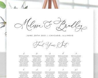 Printable Seating Chart Template Modern Calligraphy Font | Etsy