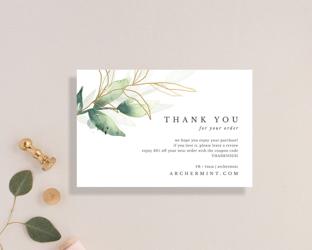 Business Thank You Insert Card Template Printable Thank You - Etsy