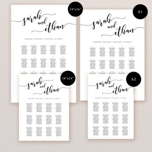 Printable Seating Chart Template Modern Calligraphy Font - Etsy