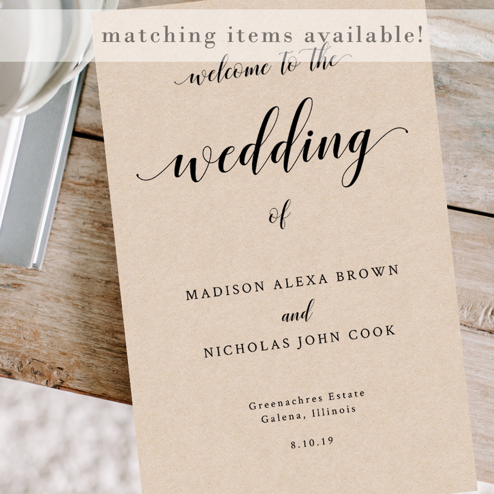 Wedding Program Fan Template Printable Rustic Wedding Fan - Etsy