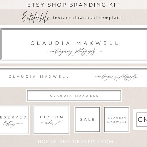 Editable Etsy Shop Kit DIY Etsy Header Template Minimalist - Etsy