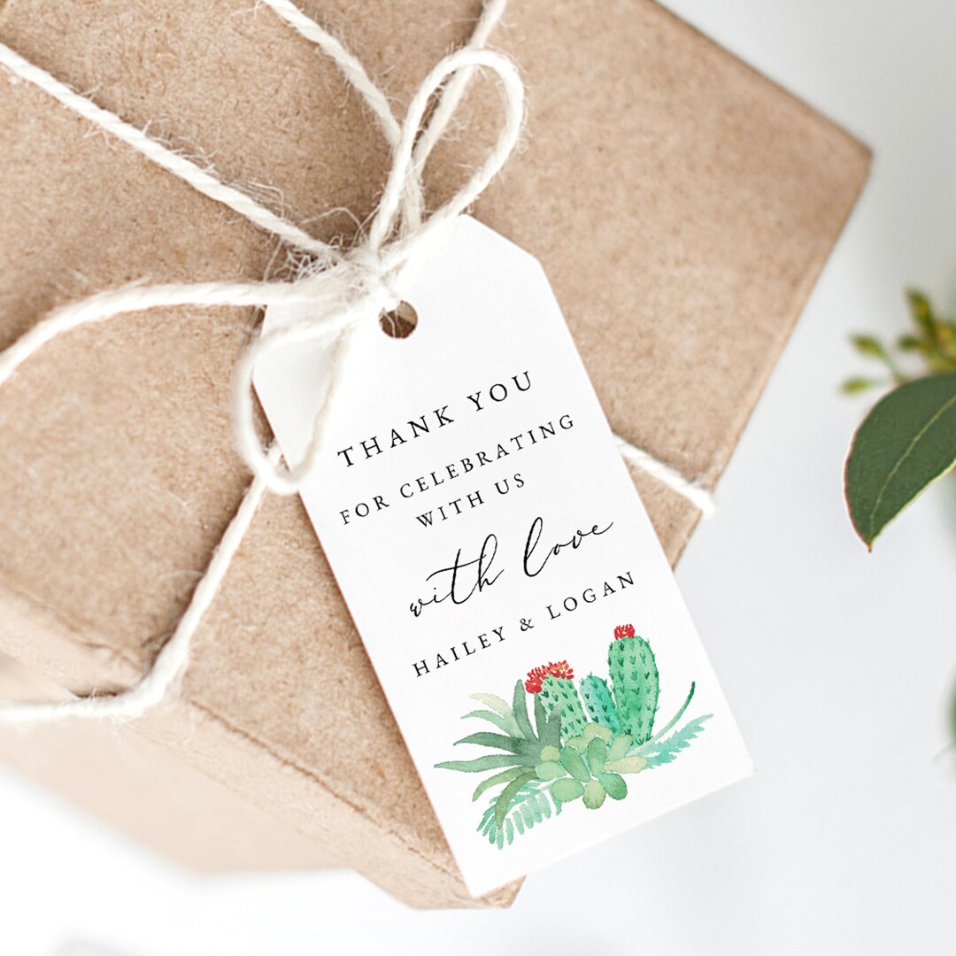 Cactus Wedding Favor Tag Printable Template Editable - Etsy