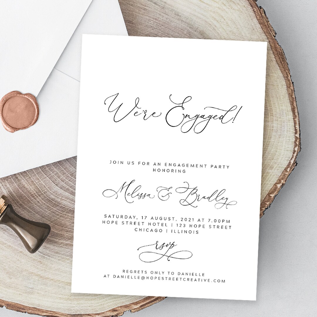 Printable We're Engaged Party Invitation Template, Printable Engagement ...