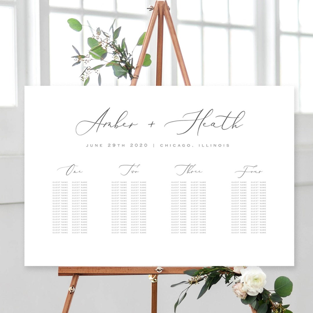 Long Table Seating Chart, Printable Wedding Seating Chart Template ...