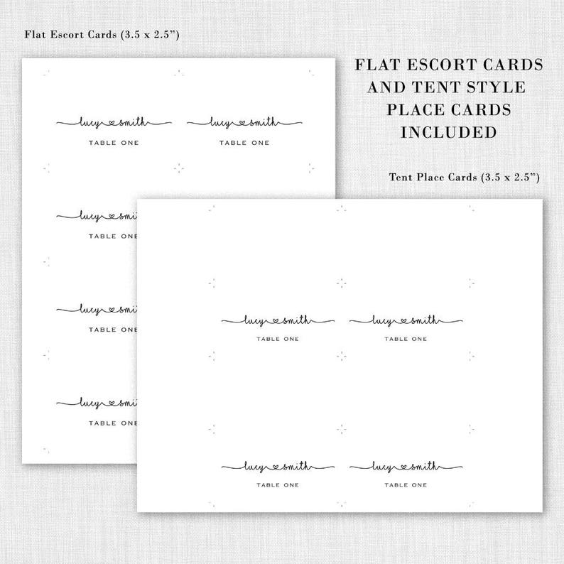 Printable Escort Card Template Place Card Template Tent Etsy
