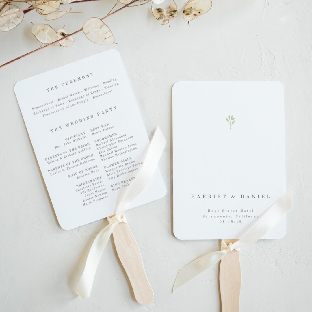 Printable Wedding Fan Template Simple Wedding Program Fan - Etsy