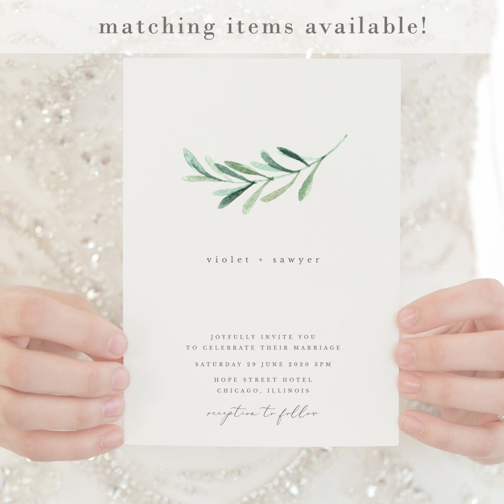 Folded Wedding Program Greenery Wedding Program Template | Etsy