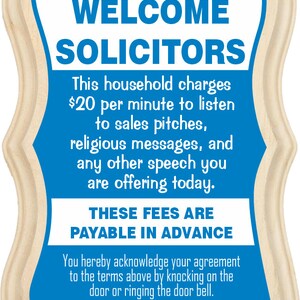 Welcome Solicitors Sign - Funny Door Sign - Salespeople Sign - Etsy