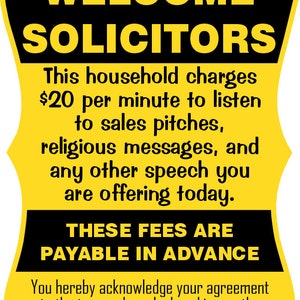 Welcome Solicitors Sign - Funny Door Sign - Salespeople Sign - Etsy