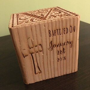 Personalized Baptism or Memory Block, Laser Engraved 5 Sides - Etsy