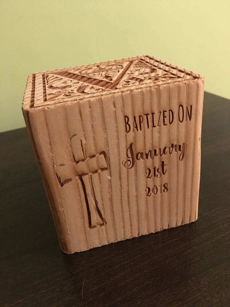 Personalized Baptism or Memory Block Laser Engraved 5 Sides - Etsy