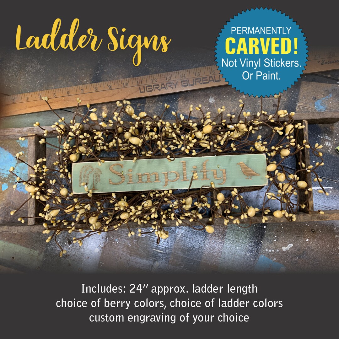 Personalized Engraved Rustic Ladder Sign: Tobacco Lathe Decor - Etsy